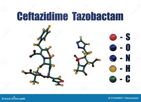 Ceftazidime Antibiotic Structural Chemical Formula And Space Filling