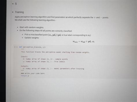 5 training apply perception learning algorithm and