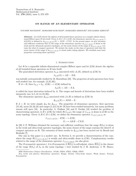 (PDF) ON RANGE OF AN ELEMENTARY OPERATOR