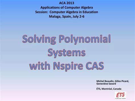PPT Solving Polynomial Systems With Nspire CAS PowerPoint Presentation ID