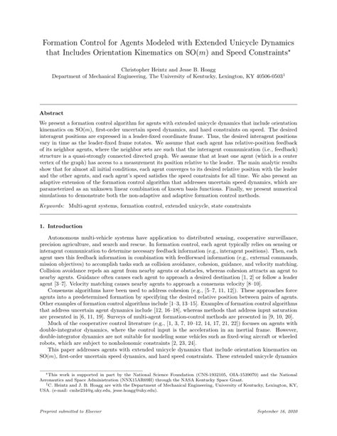 Pdf Formation Control For Agents Modeled With Extended Unicycle