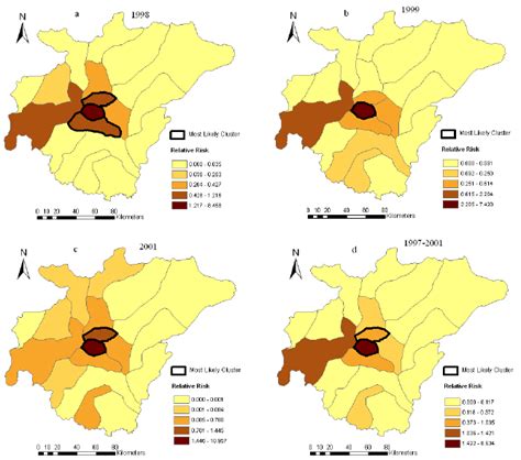 Locations Of The Detected Clusters Of Cholera And Spatial Distribution Download Scientific