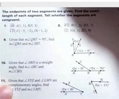 Solved The Endpoints Of Two Segments Are Given Find This