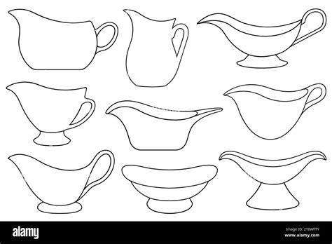 Set Of Different Gravy Sauce Boats Isolated On White Stock Photo Alamy