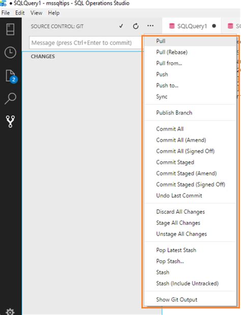 Sql Operations Studio Query Editor And Source Control