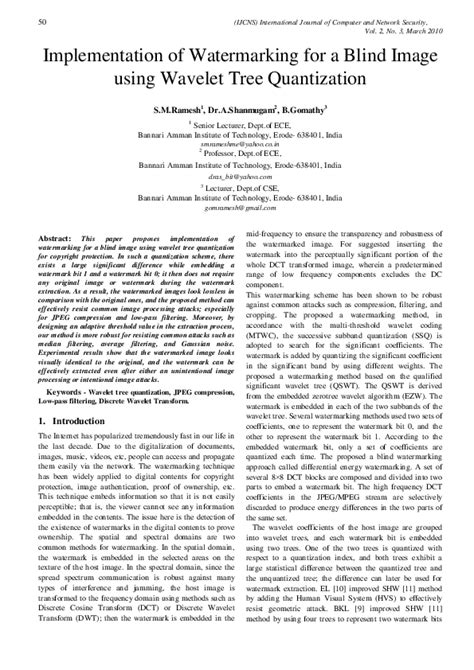Pdf Implementation Of Watermarking For A Blind Image Using Wavelet