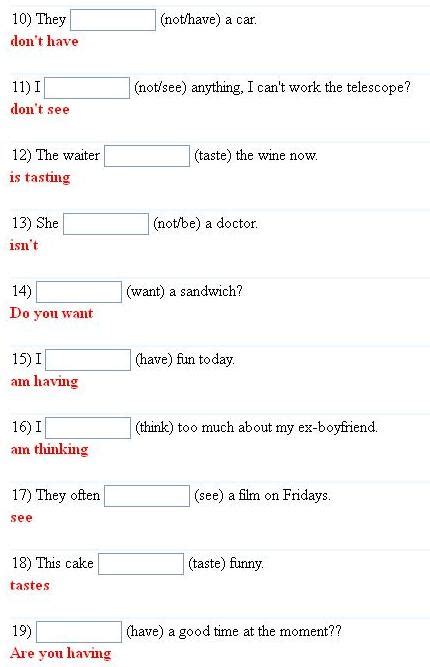 Madrassatenglish Static Verb Exercise