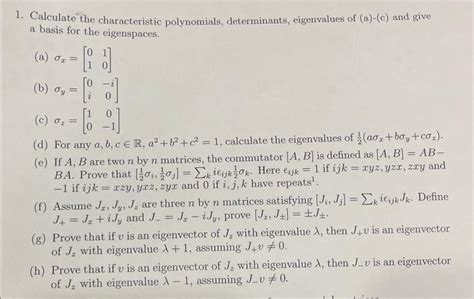 Solved Calculate The Characteristic Polynomials