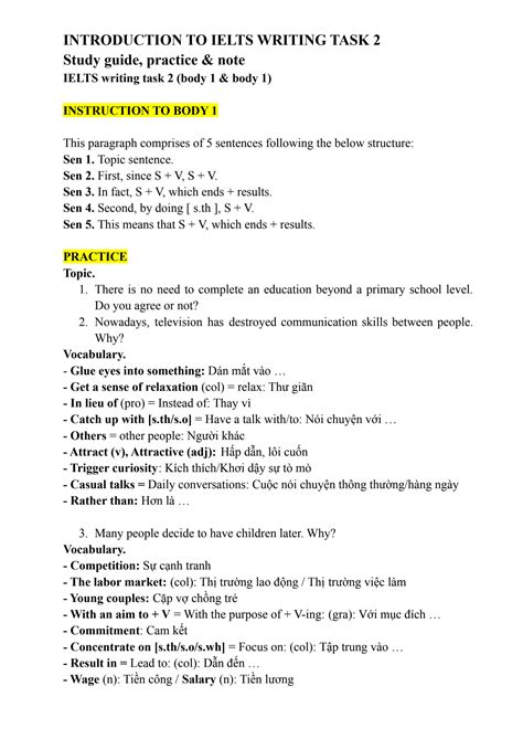 SOLUTION Ielts Writing Task 2 Introduction To Ielts Writing Task 2
