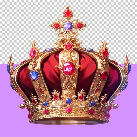 Premium PSD Crown With A Dominant Ruby Centerpiece Isolated Object Transparent Background