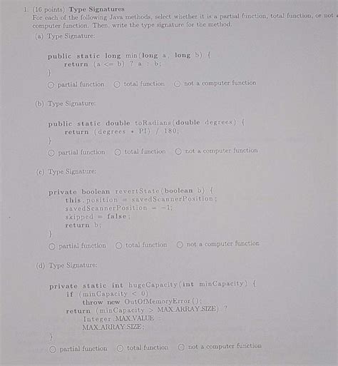 Solved 1 16 Points Type Signatures For Each Of The