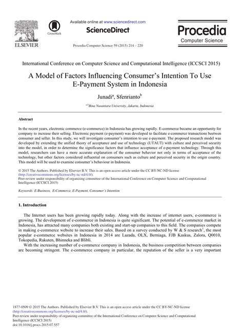 pdf a model of factors influencing consumer s intention to use e