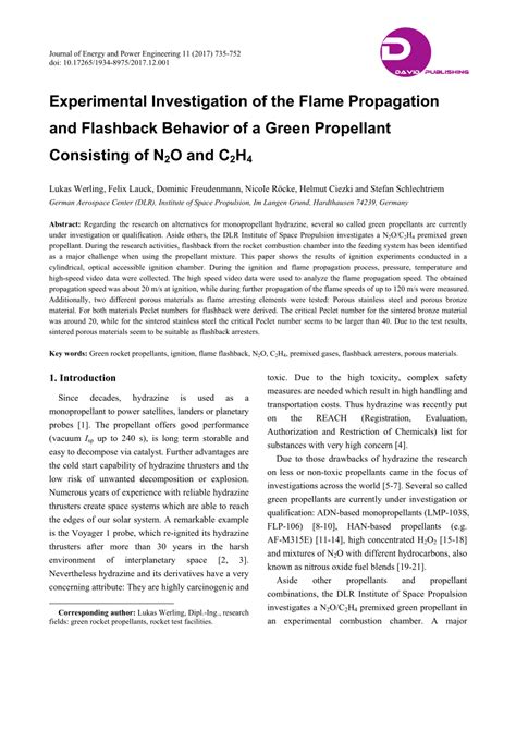 Pdf Experimental Investigation Of The Flame Propagation And Flashback Behavior Of A Green