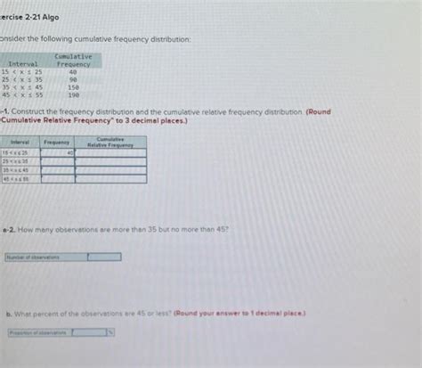 Solved Onsider The Following Cumulative Frequency