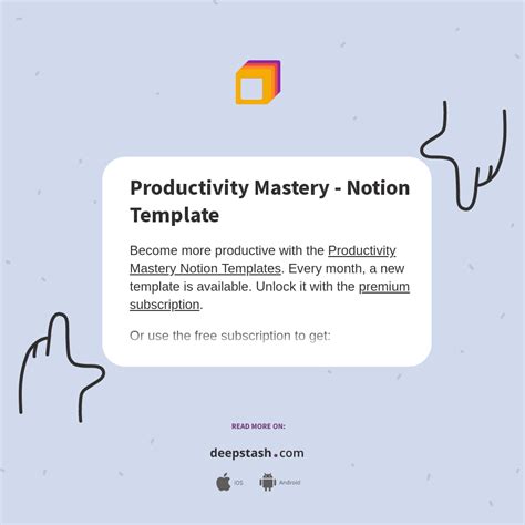 Productivity Mastery Notion Template Deepstash