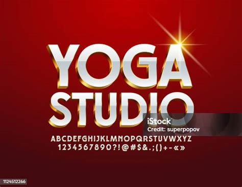 벡터 세련 된 상징 요가 스튜디오 우아한 백색과 골든 알파벳 문자 숫자 및 기호 0명에 대한 스톡 벡터 아트 및 기타 이미지