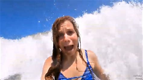 Cute Bikini Girls Fails On Water And Hit By Waves Youtube