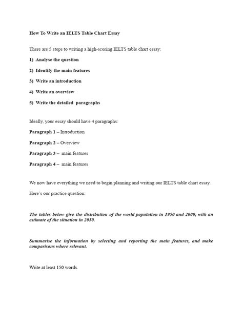 Table Chart Essay Pdf International English Language Testing System
