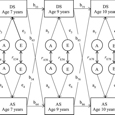 Path Diagram Illustrating The Cross Lagged Model Latent Variables A