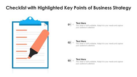Checklist With Highlighted Key Points Of Business Strategy Ppt