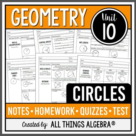 Geometry Unit Circles All Things Algebra