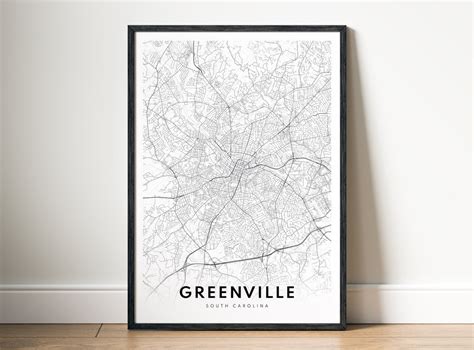 Greenville Sc Map Print Greenville South Carolina Map Poster Download
