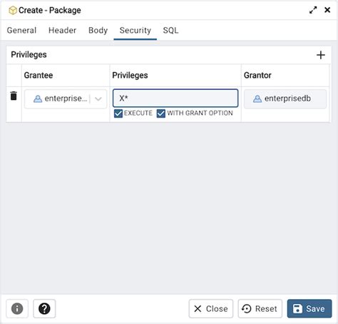 Package Dialog PgAdmin Documentation