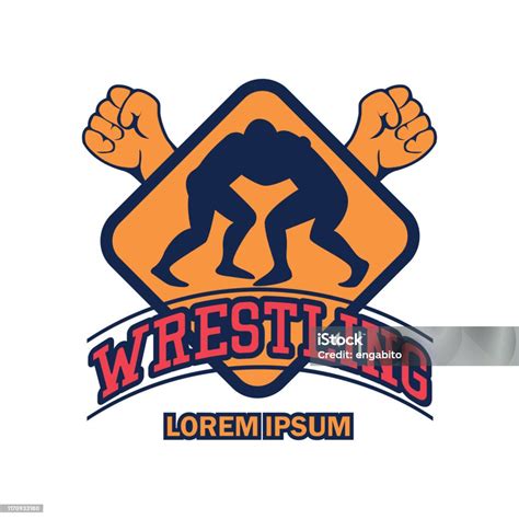 당신의 슬로건 태그 라인 벡터 일러스트에 대한 텍스트 공간이 휘장 레슬링 레슬링 격투기에 대한 스톡 벡터 아트 및 기타 이미지 레슬링 격투기 벡터 개념 Istock