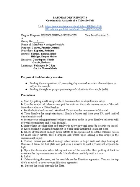 Group 2 Laboratory Report 4 Pdf Precipitation Chemistry Silver