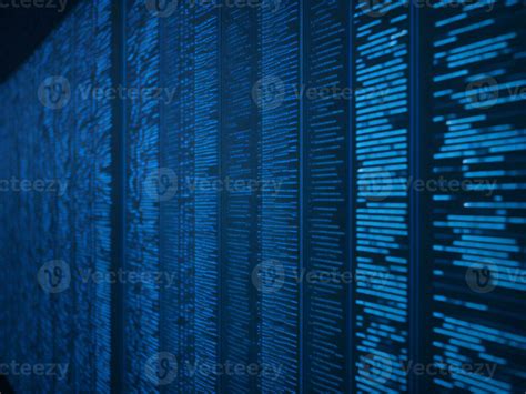 Ai Generated Blue Digital Binary Data On Computer Screen Background