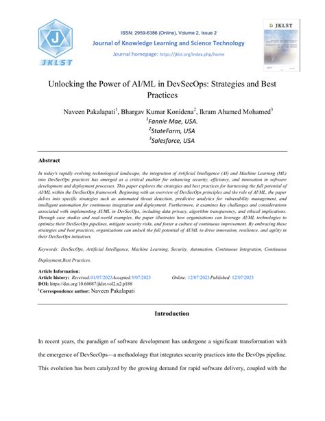 Pdf Unlocking The Power Of Aiml In Devsecops Strategies And Best