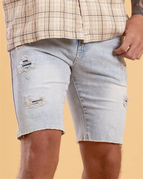 Shop Lucid Torn Denim Walk Shorts In Light Blue Denim Fast Shipping