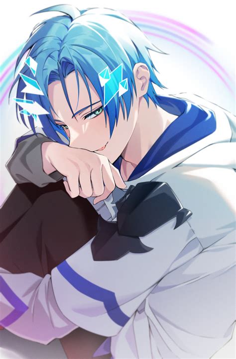 Safebooru 1boy Blue Hair From Side Green Eyes Highres Hk Hk 0507