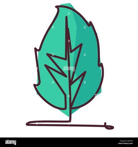 green leaf continuous single stroke drawing simple flat colored