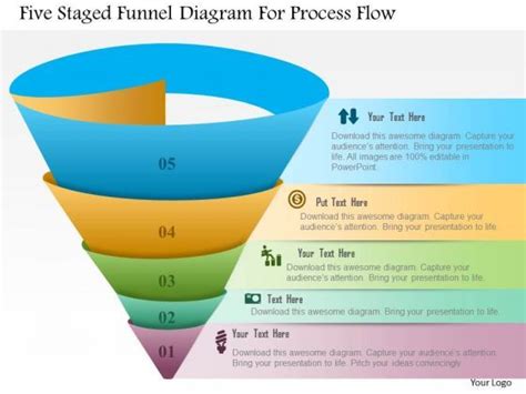 Business Diagram Five Staged Funnel Diagram For Process Flow Presentation T