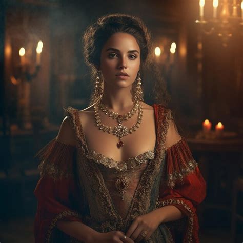 Premium Ai Image A Beautiful Woman In A Gorgeous Rococo Costume Last Century