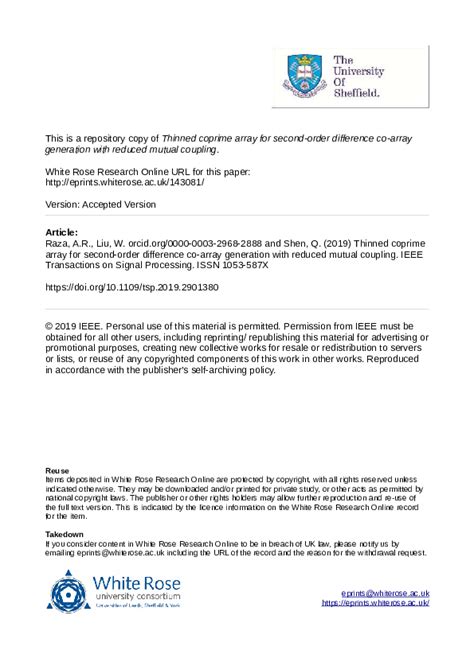 Pdf Thinned Coprime Array For Second Order Difference Co Array