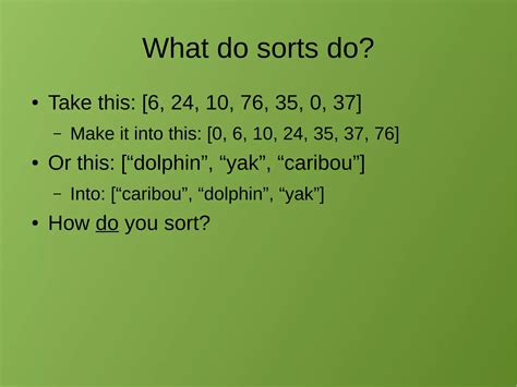 intro to sorting insertion sort ppt