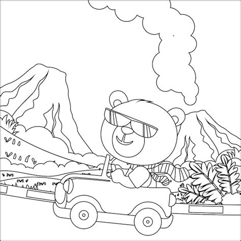Premium Vector Vector Cartoon Of Funny Bear Driving Car In The