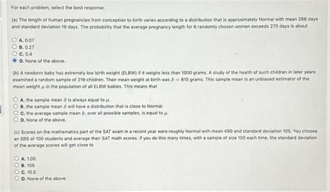 Solved For Each Problem Select The Best Response A The Chegg Com