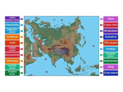 Azija Karta Labelled Diagram