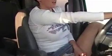 Hot Babe Masturbates While Driving