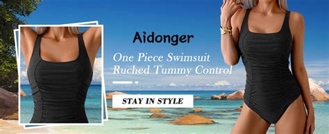 Aidonger Womens One Piece Ruched Tummy Control Bathing Suit Slimming