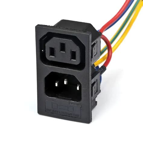 Ac Connector Integrated Design C13 C14 10a 250v Fuse Power Jack Male Female Plug Socket 3 Pin