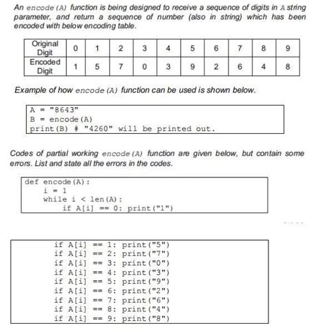 Solved An Encode A Function Is Being Designed To Receive A