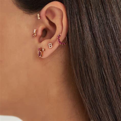 Lyra Ruby Rose Gold Hoop Piercing