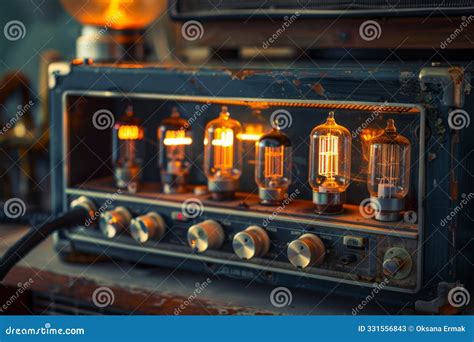 Vintage Vacuum Tube Amplifier Retro Electrical Device Analog Technology Royalty Free Stock