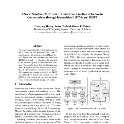 Ana At Semeval 2019 Task 3 Contextual Emotion Detection In Conversations Through Hierarchical