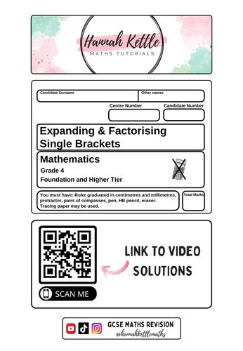 Expanding And Factorising Single Brackets Teaching Resources
