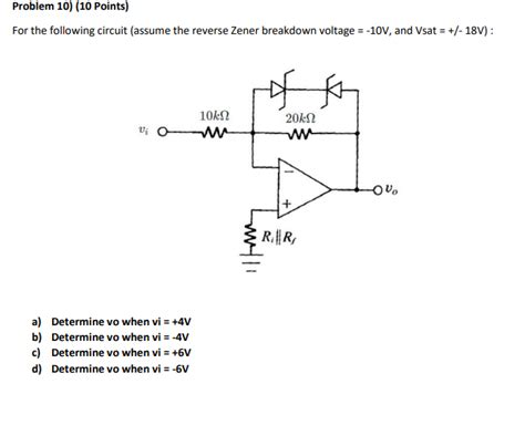 Solved Problem 10 10 Points For The Following Circuit